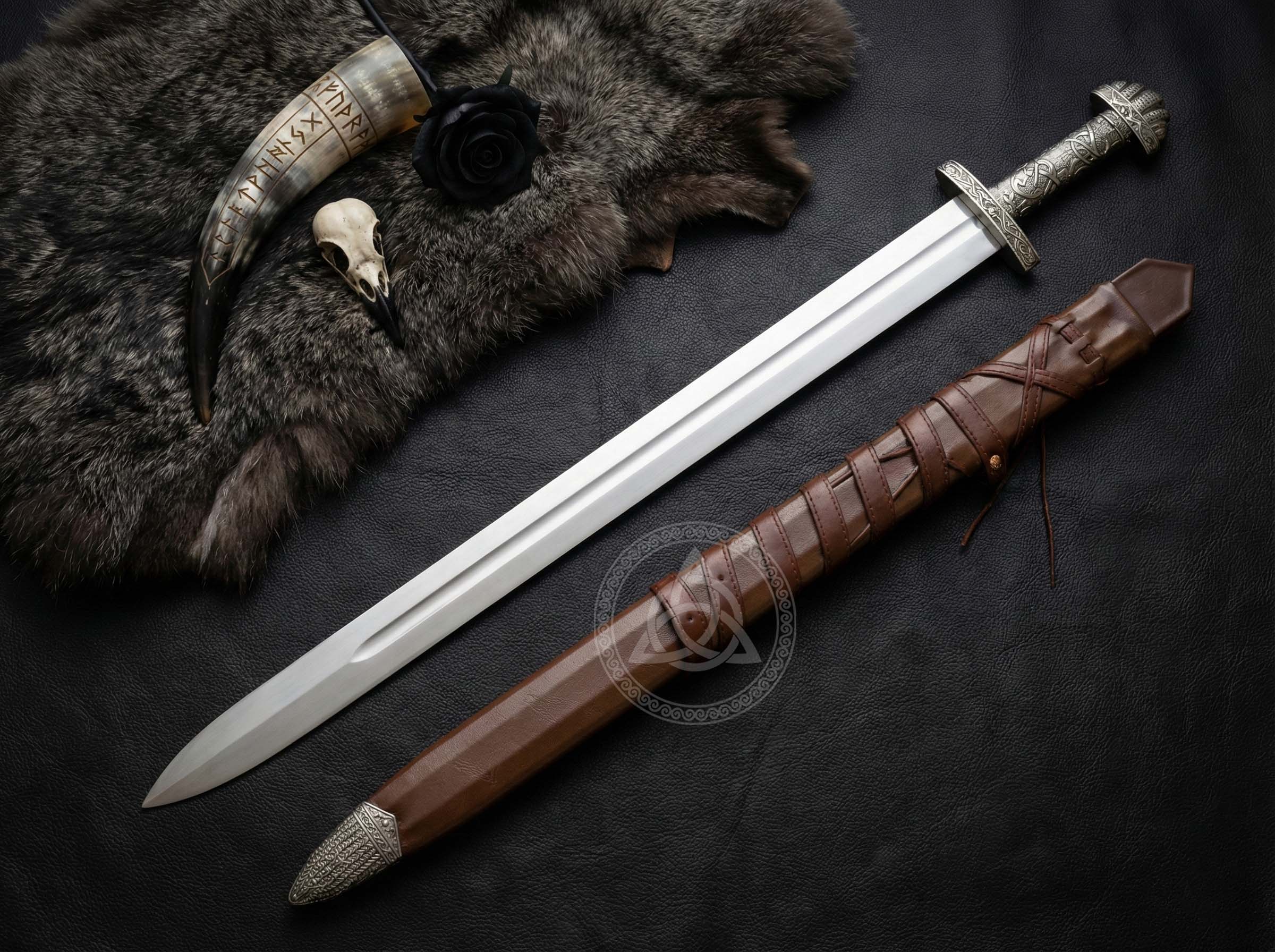 The Urnes Stave Viking Sword Replica With Leather Scabbard – Ragnar Armoury