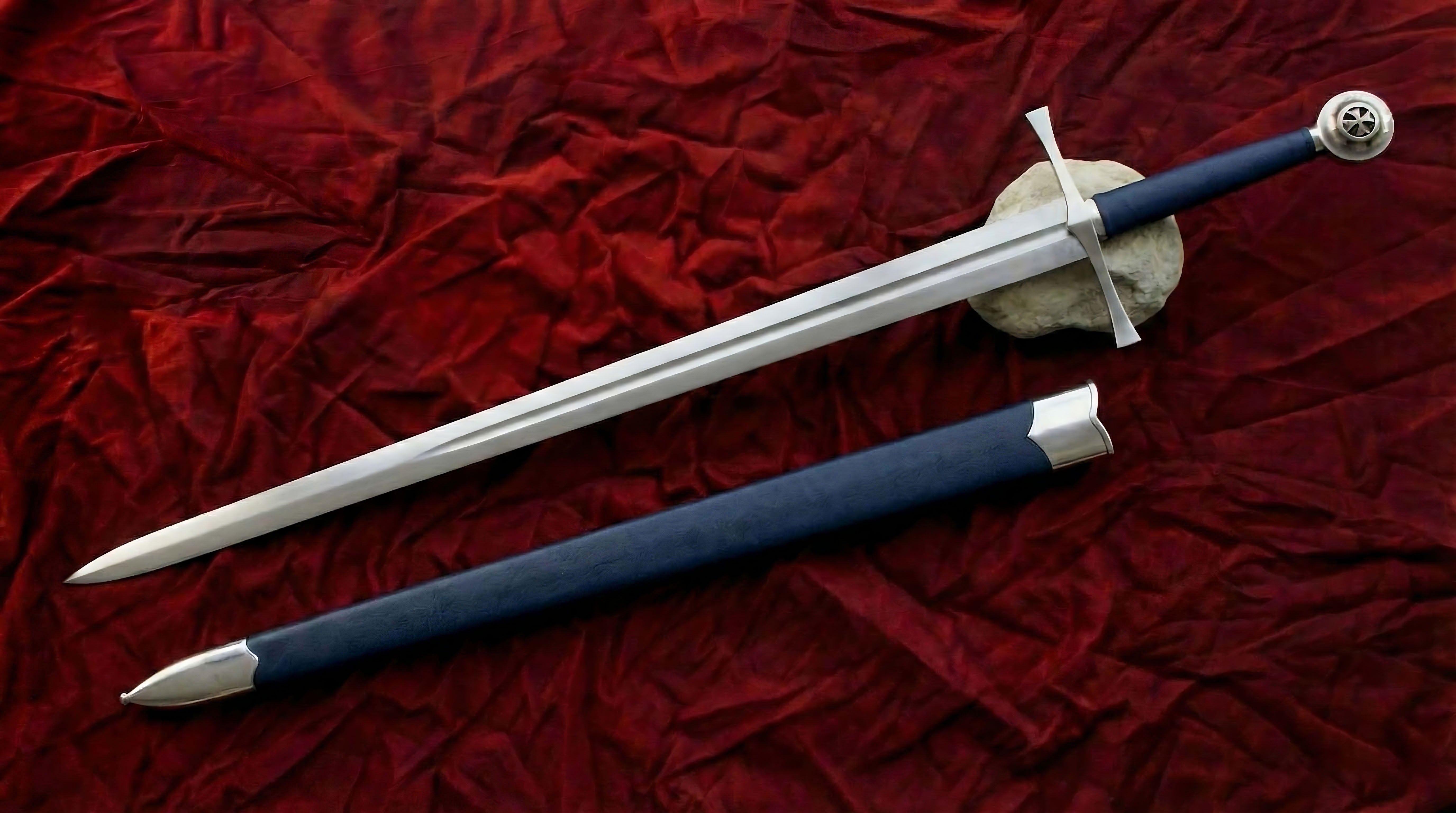 Handmade Templar Medieval Cross Sword Replica with Scabbard – Ragnar ...