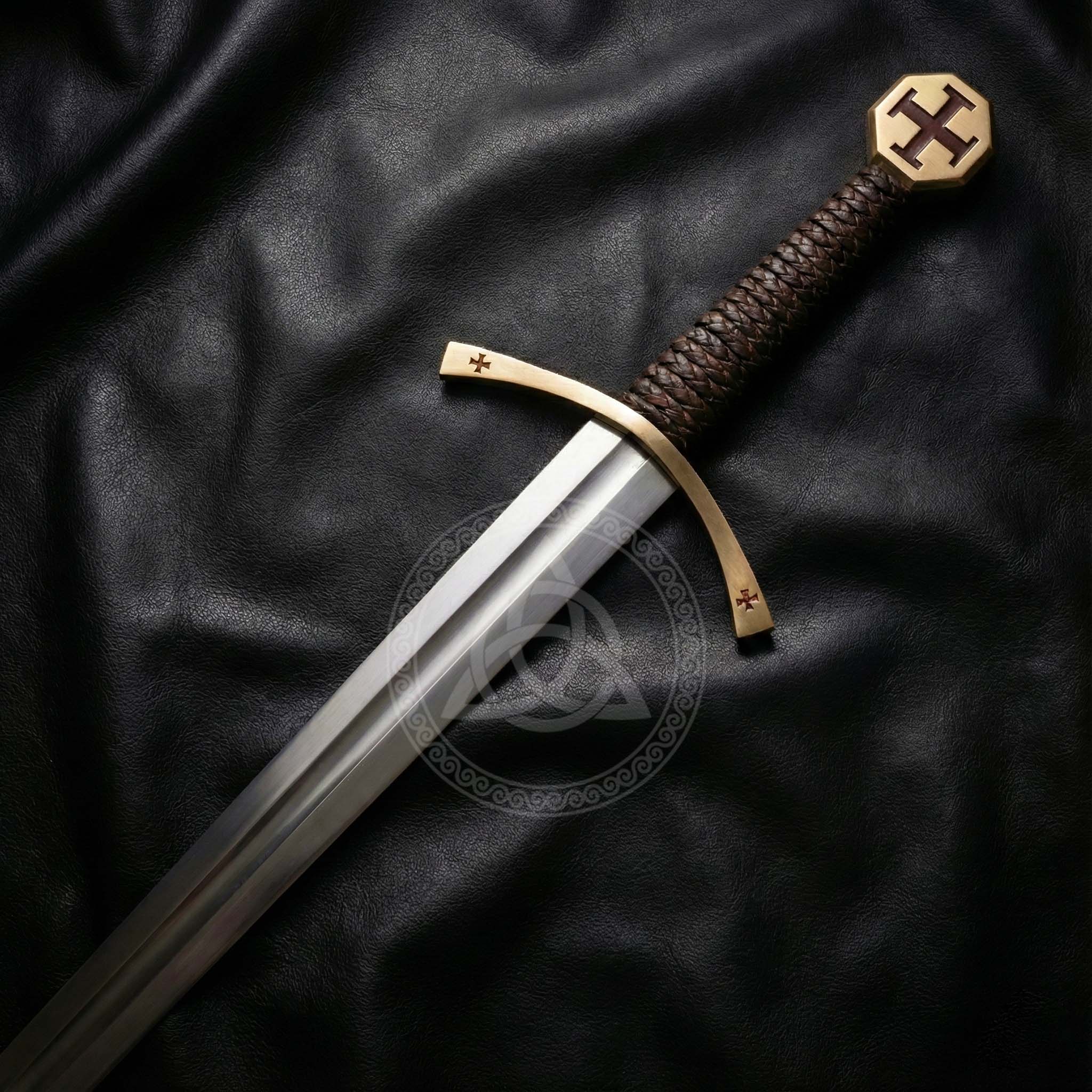 Knights Templar Sword Replica - Cross Pattée Crusader Steel & Brass Ed ...