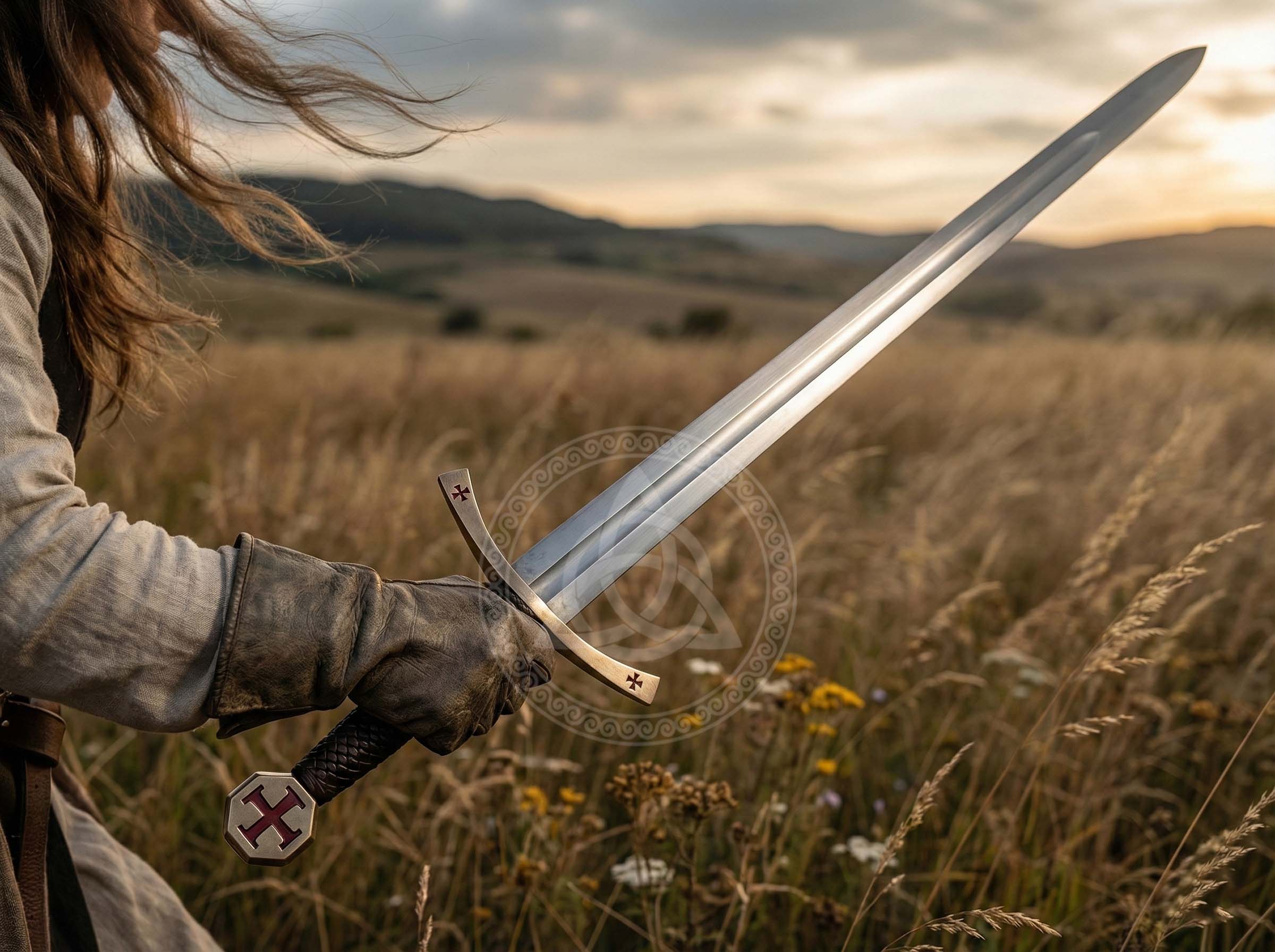 Knights Templar Sword Replica - Cross Pattée Crusader Steel & Brass Ed ...