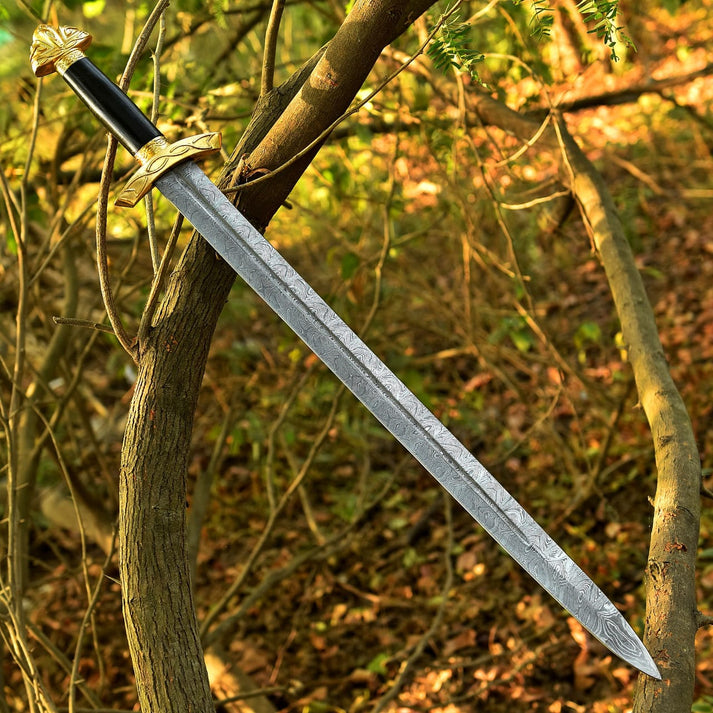 Hand-Forged Damascus Steel Nordic Sword | Viking Northmen Battle Sword ...