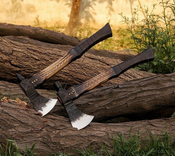 Pair of Forged Handmade Viking Axes, Viking Runes Symbols Axe, Father's ...