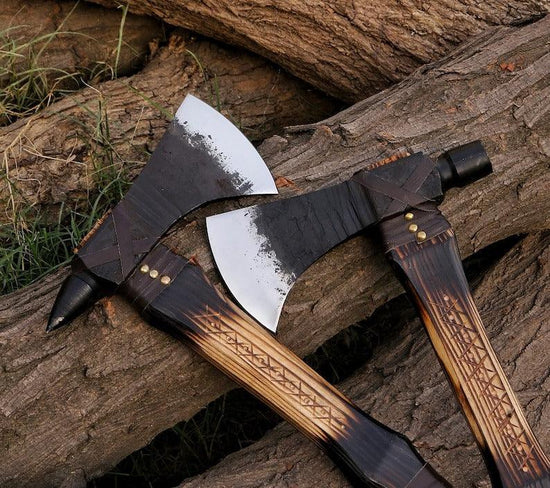 Pair of Forged Handmade Viking Axes, Viking Runes Symbols Axe, Father's ...