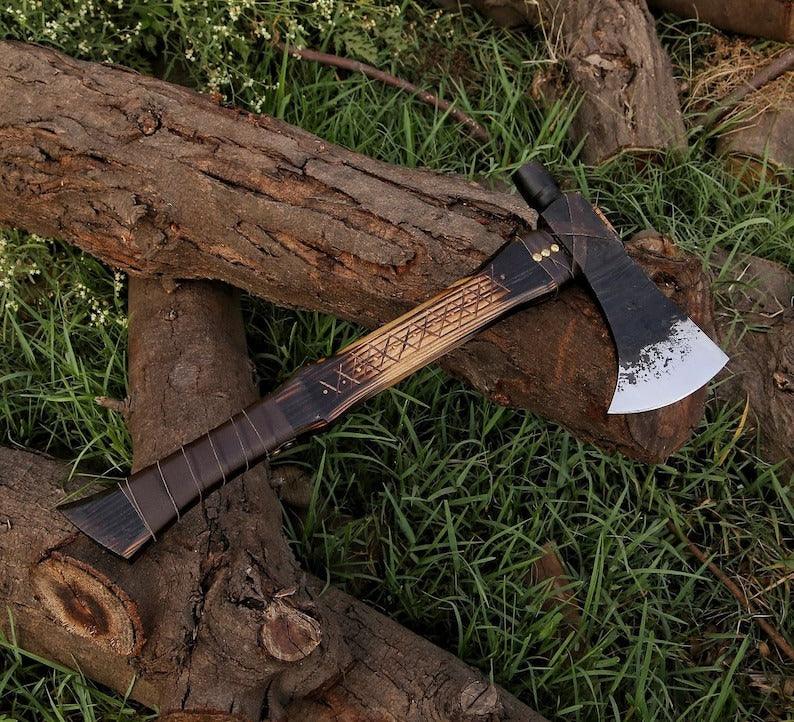 Pair of Forged Handmade Viking Axes, Viking Runes Symbols Axe, Father's ...
