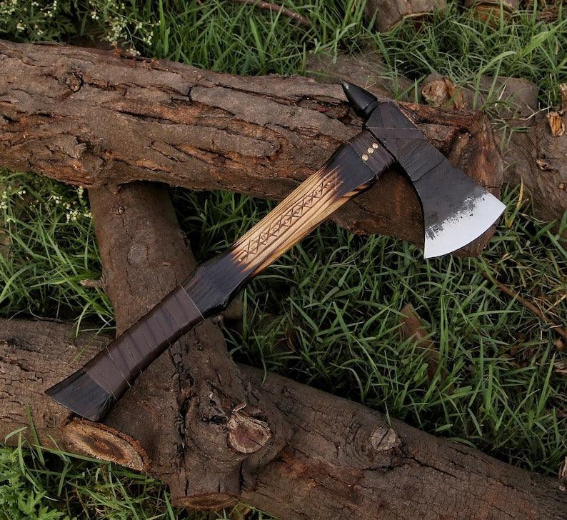 Pair of Forged Handmade Viking Axes, Viking Runes Symbols Axe, Father's ...